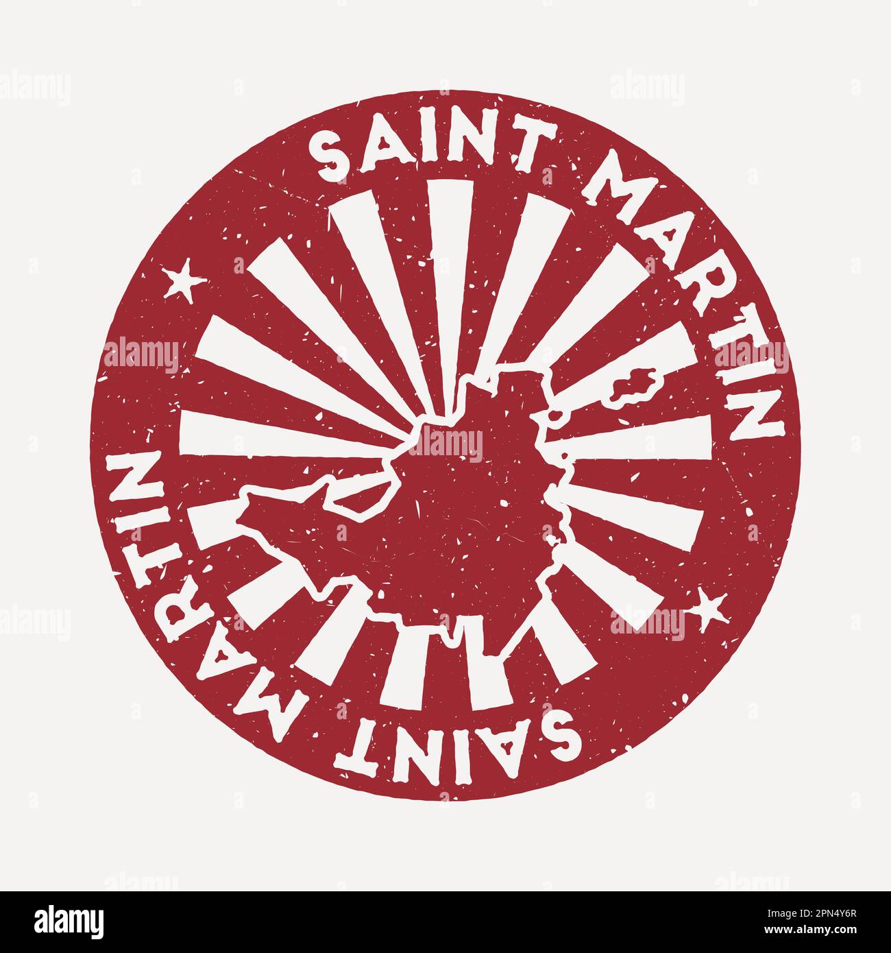Saint Martin stamp. Travel red rubber stamp with the map of the island ...