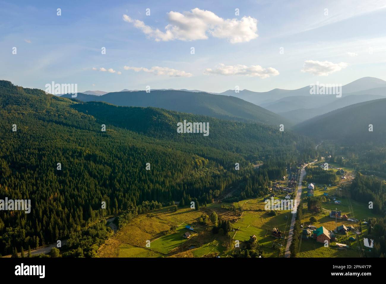 Aerial small valley between hills hi-res stock photography and images ...