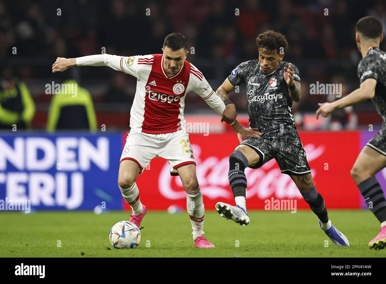 AMSTERDAM - (L-R) Steven Berghuis of Ajax, Jermy Antonisse of FC Emmen ...