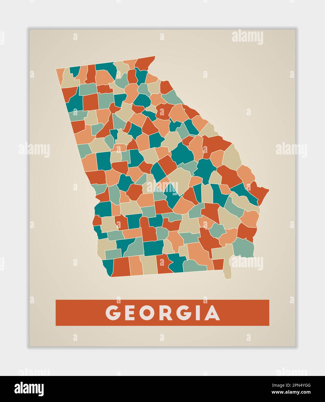 Georgia poster. Map of the US state with colorful regions. Shape of ...