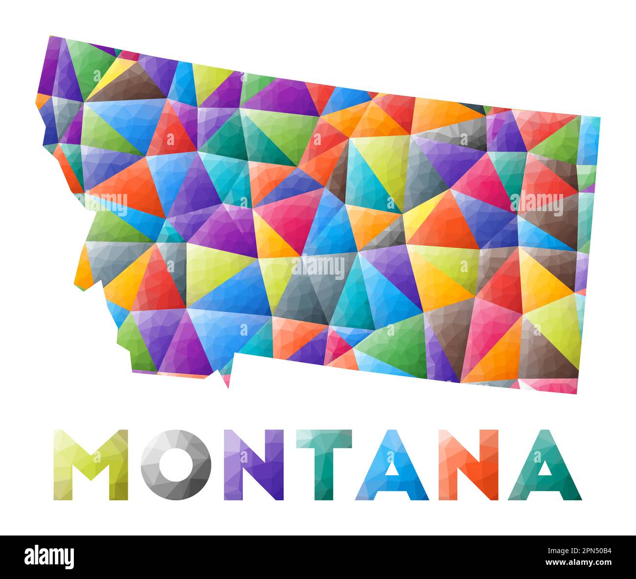 Montana - colorful low poly US state shape. Multicolor geometric ...