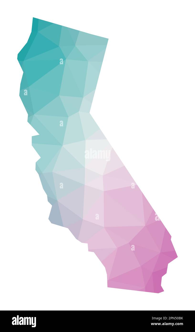 Polygonal map of California. Geometric illustration of the US state in ...