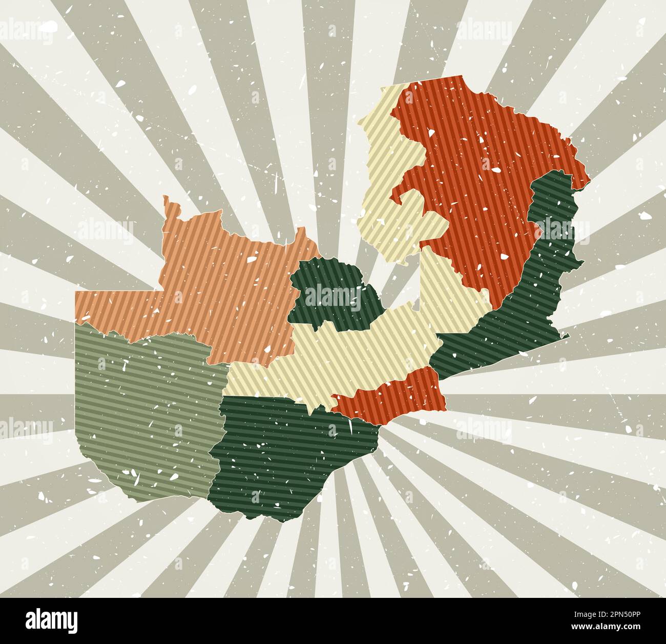 Zambia vintage map. Grunge poster with map of the country in retro ...