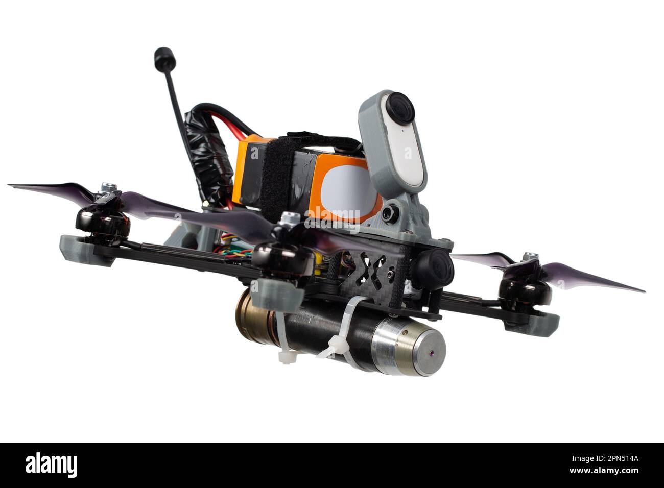 Fpv Drone With Grenade Warhead Lowcost Loitering Munition For Modern War Isolated On White