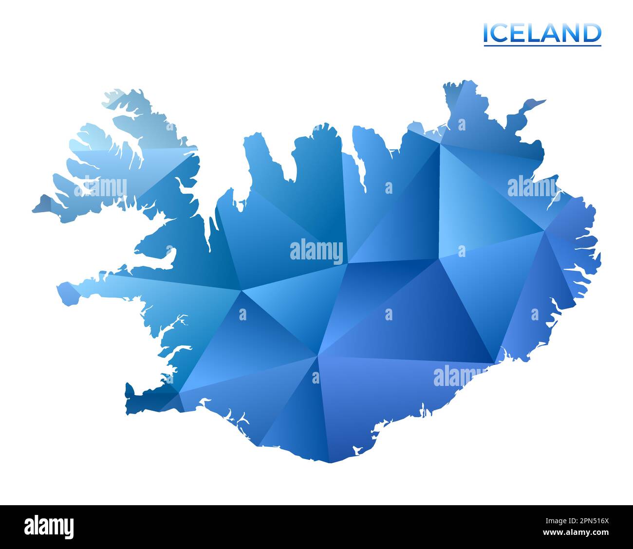 Vector polygonal Iceland map. Vibrant geometric country in low poly style. Powerful illustration ...