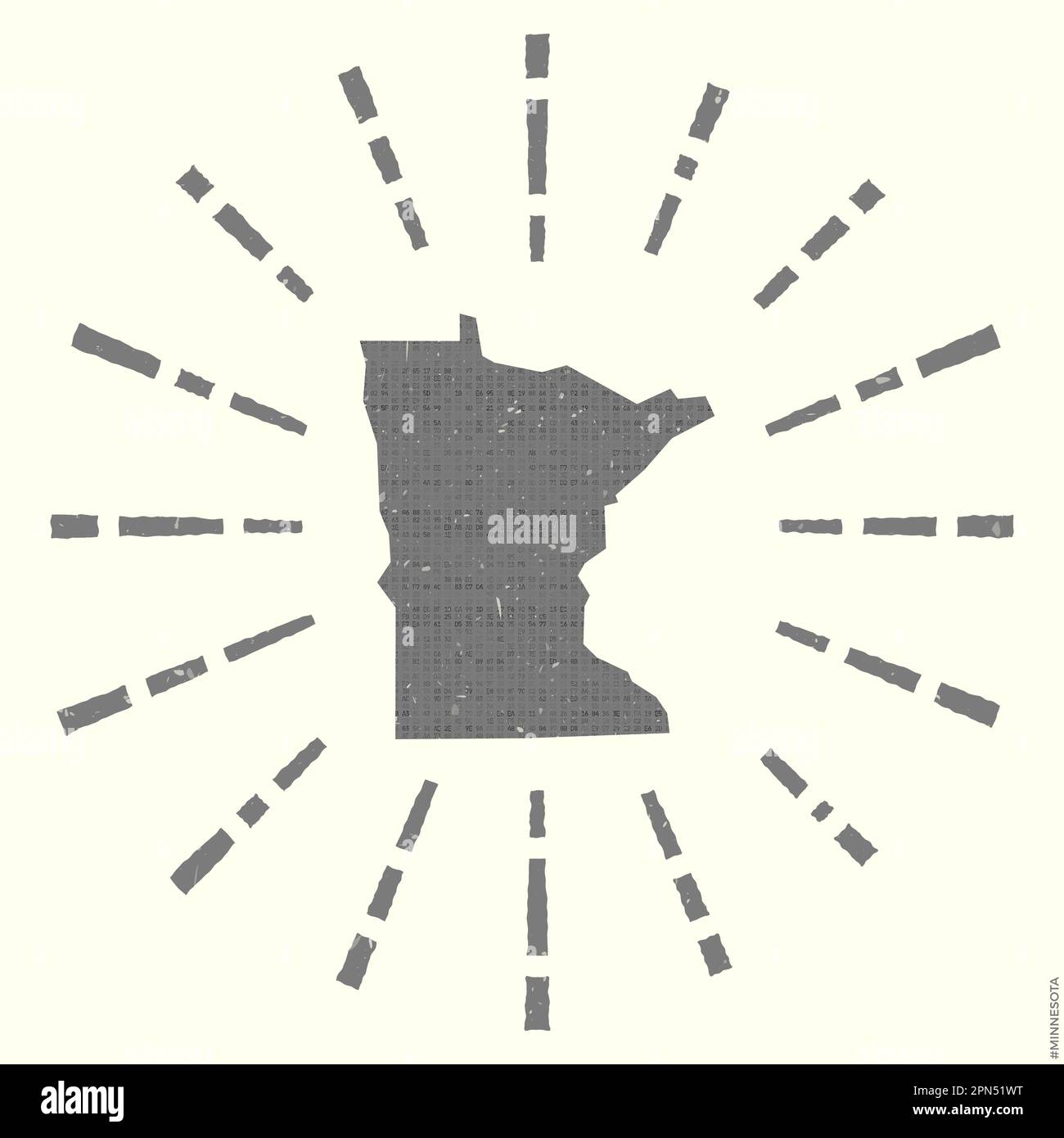 Minnesota Logo. Grunge sunburst poster with map of the US state. Shape ...
