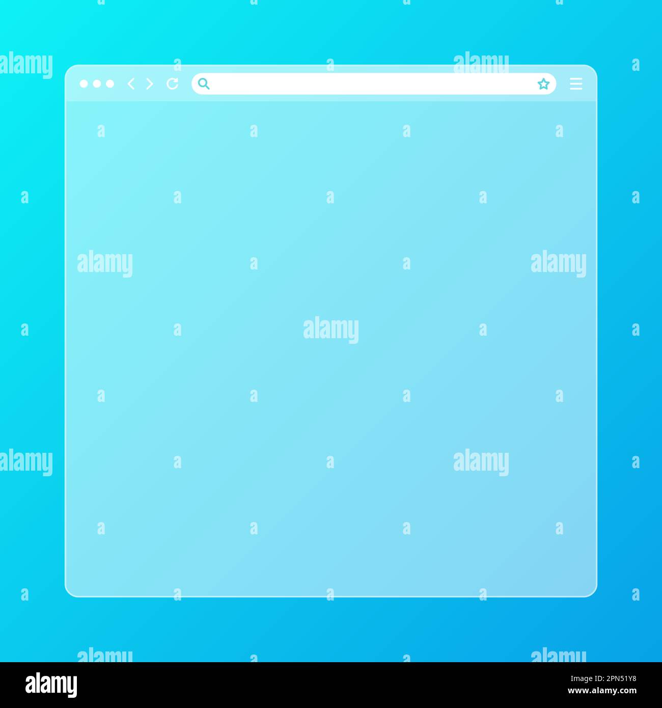Blank transparent web browser window with toolbar and search field on ...