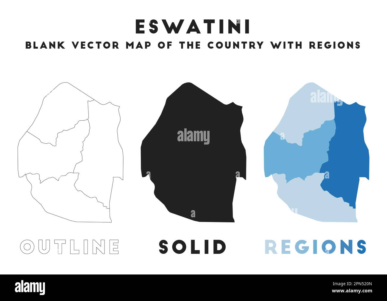 Eswatini map. Borders of Eswatini for your infographic. Vector country shape. Vector ...