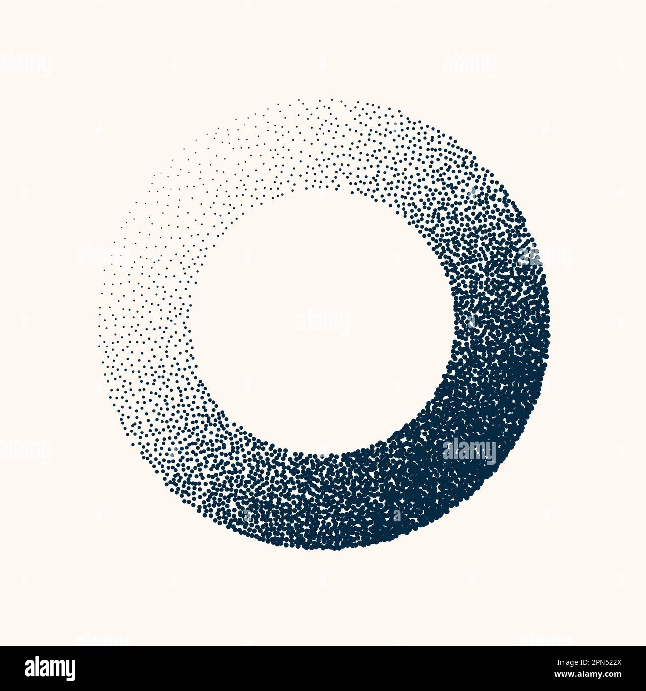 Round shaped dotted object, vintage stipple element. Fading gradient ...