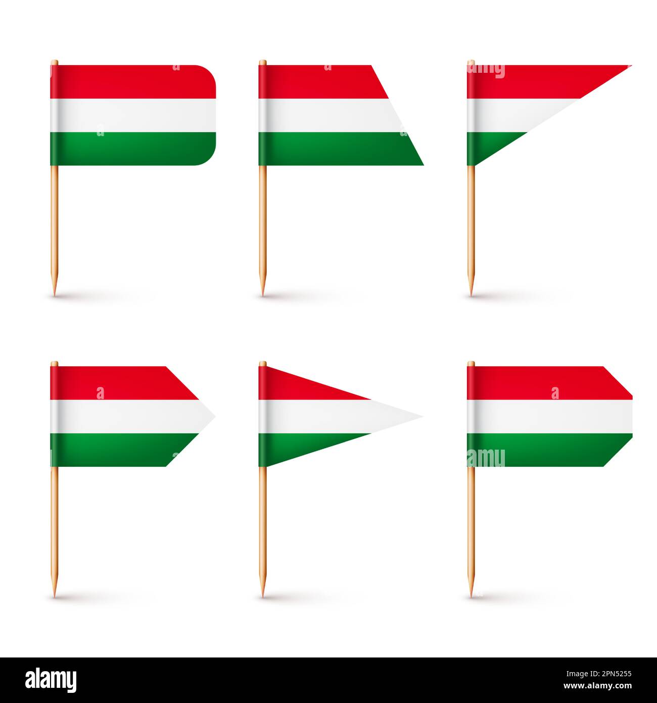 Realistic various Hungarian toothpick flags. Souvenir from Hungary ...