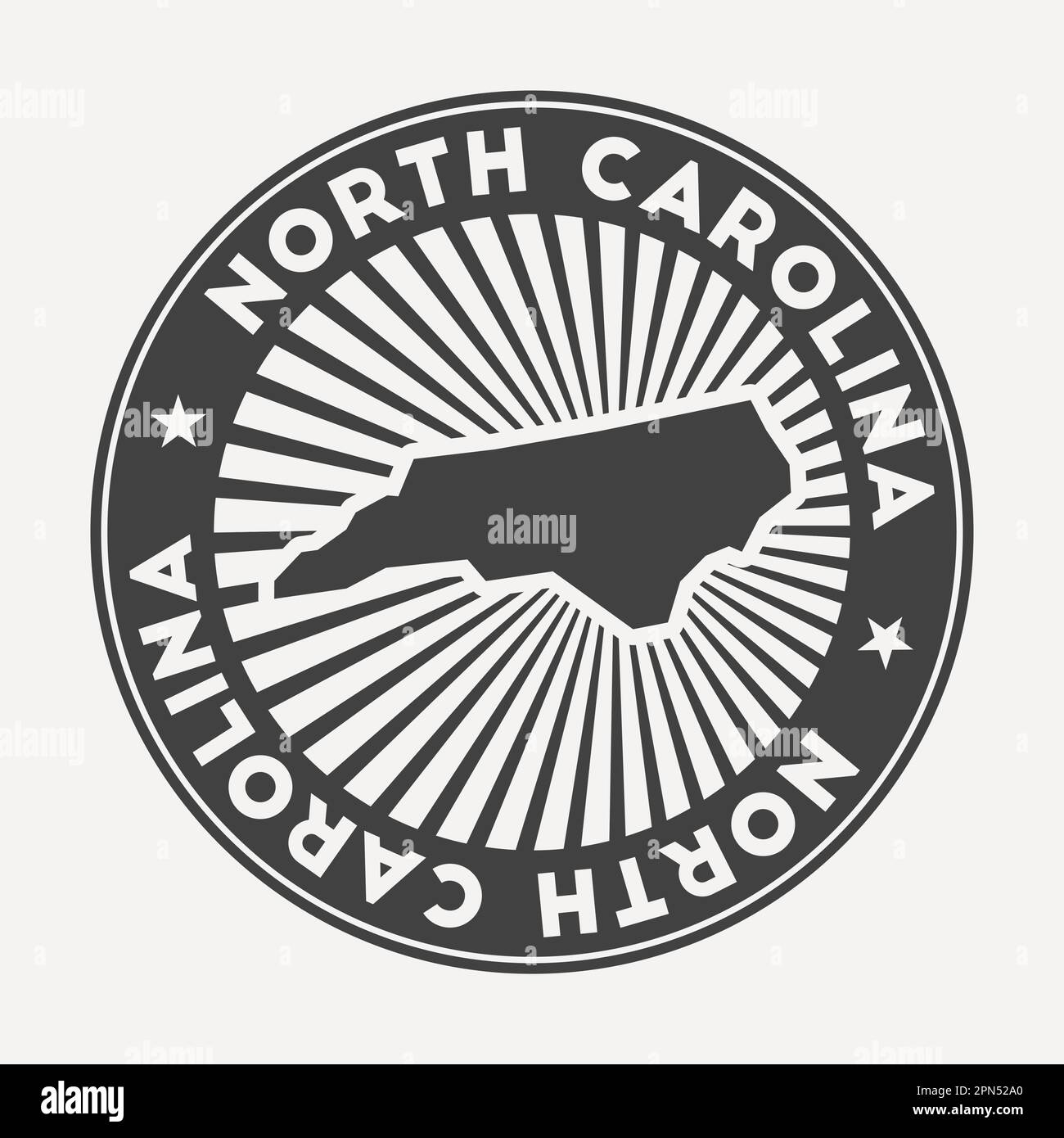 North Carolina round logo. Vintage travel badge with the circular name ...