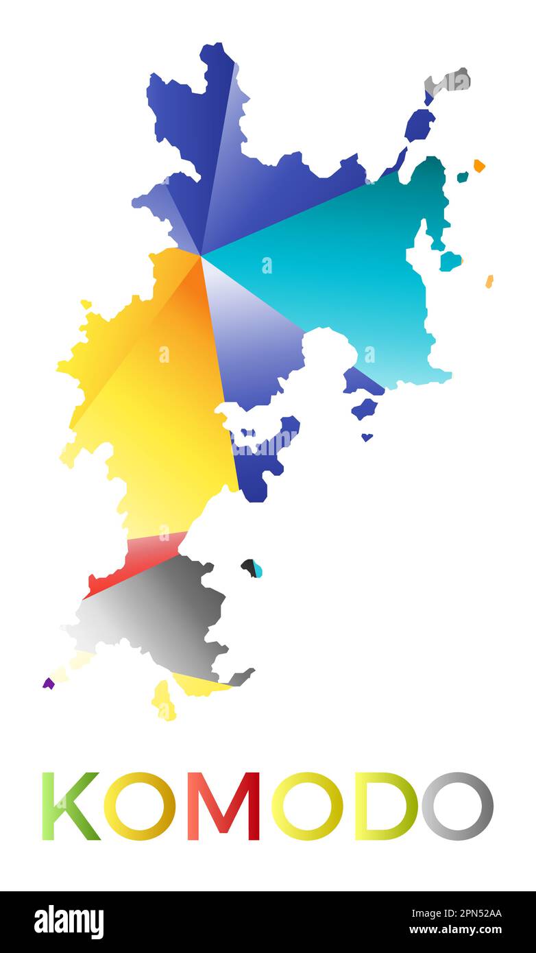 Bright colored Komodo shape. Multicolor geometric style island logo ...