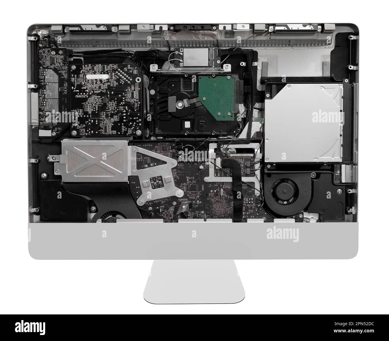 White monoblock computer disassembled without a matrix, the internal ...