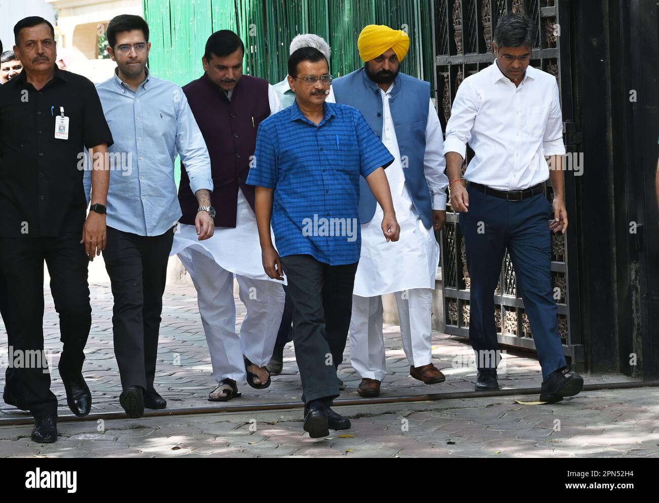 NEW DELHI, INDIA - APRIL 16: Delhi Chief Minister Arvind Kejriwal along with Punjab CM Bhagwant ...