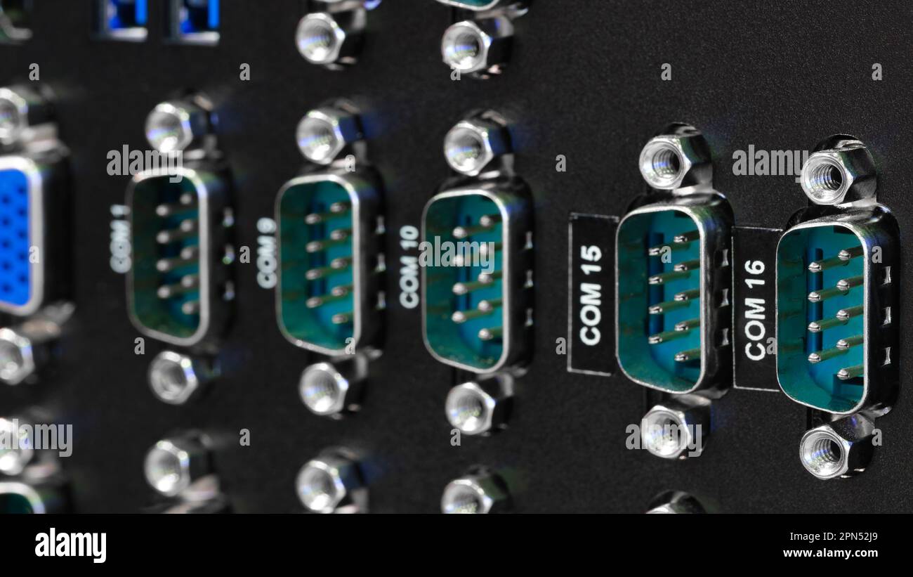 Close up of Computer Ports, industrial concept background Stock Photo ...