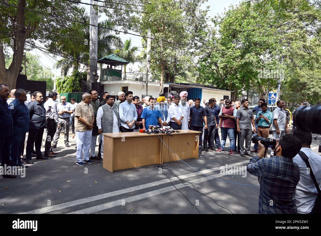 NEW DELHI, INDIA - APRIL 16: Delhi Chief Minister Arvind Kejriwal along with Punjab CM Bhagwant ...