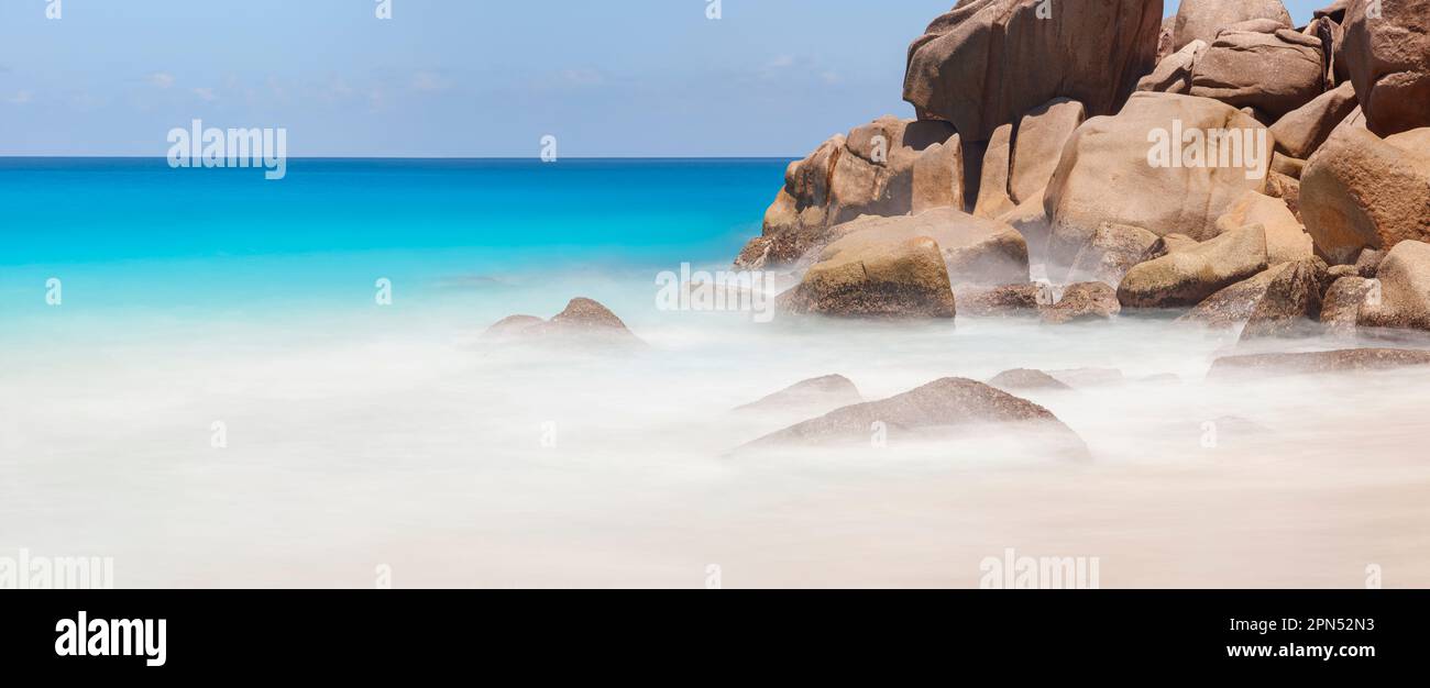 Nature landscape view of beautiful tropical beach and sea in sunny day ...