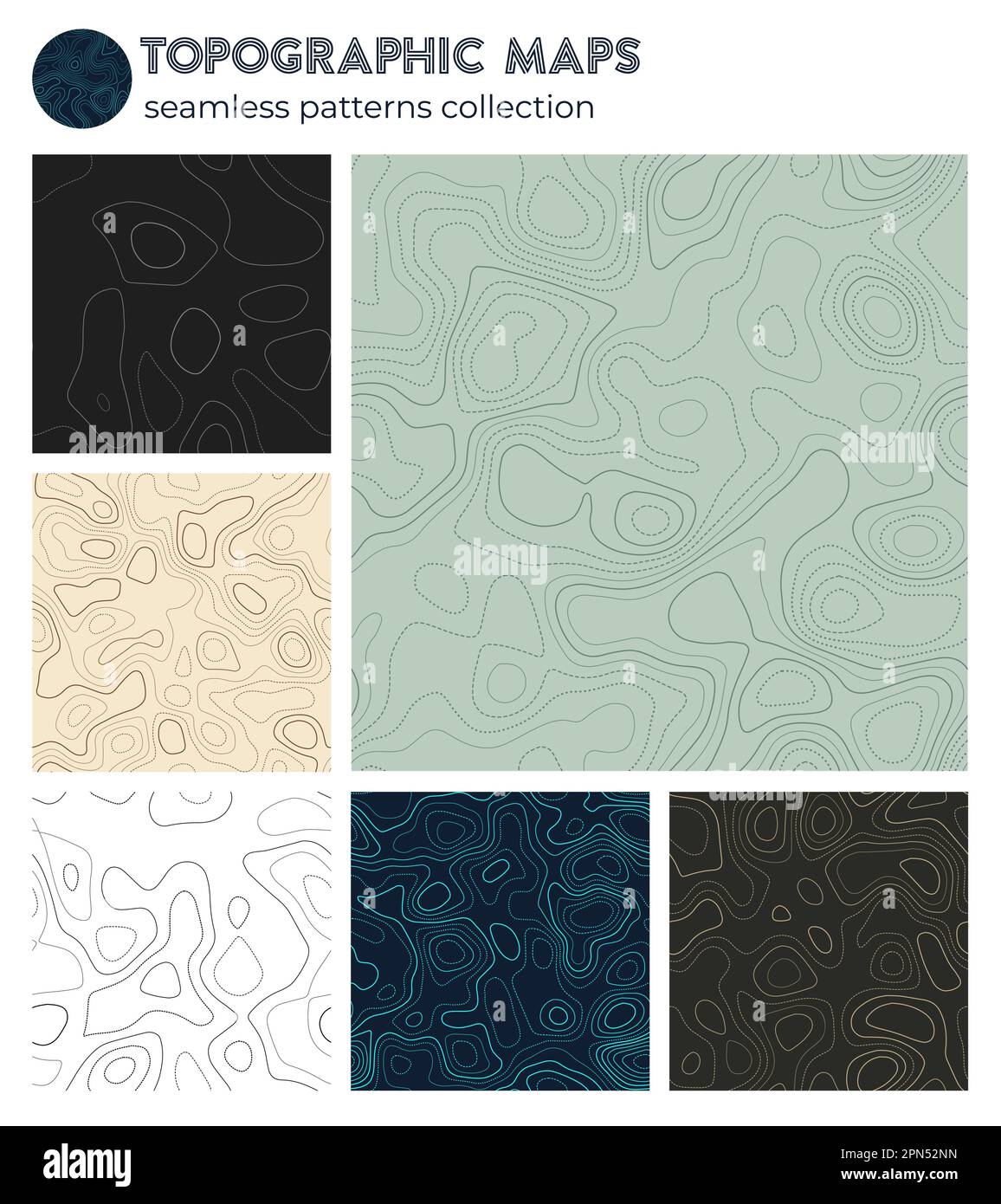 Topographic maps. Amazing isoline patterns, seamless design. Attractive ...