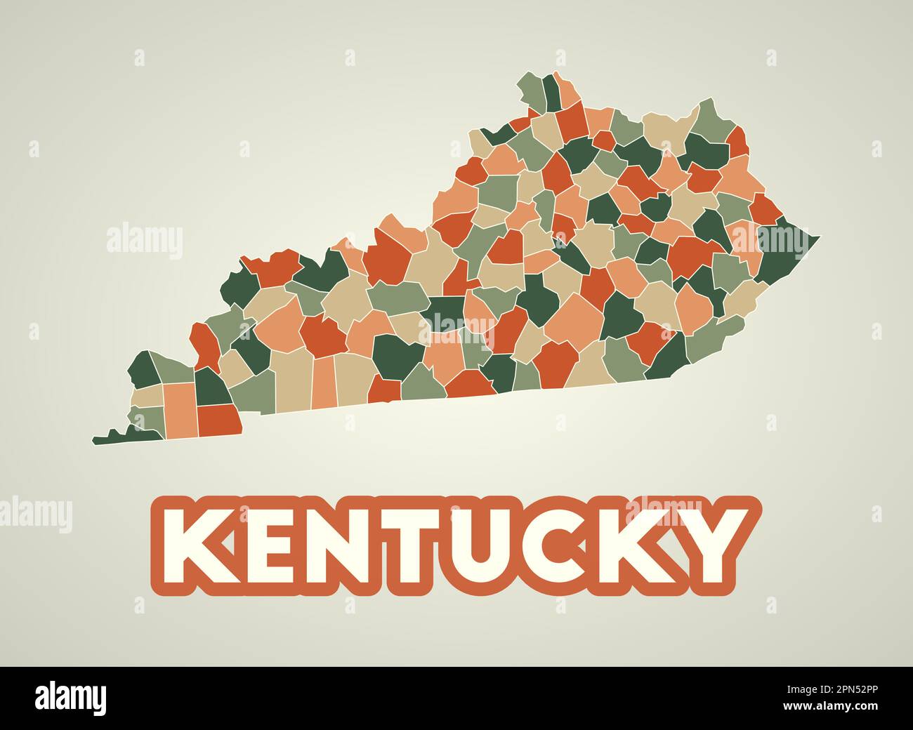 Kentucky poster in retro style. Map of the US state with regions in ...