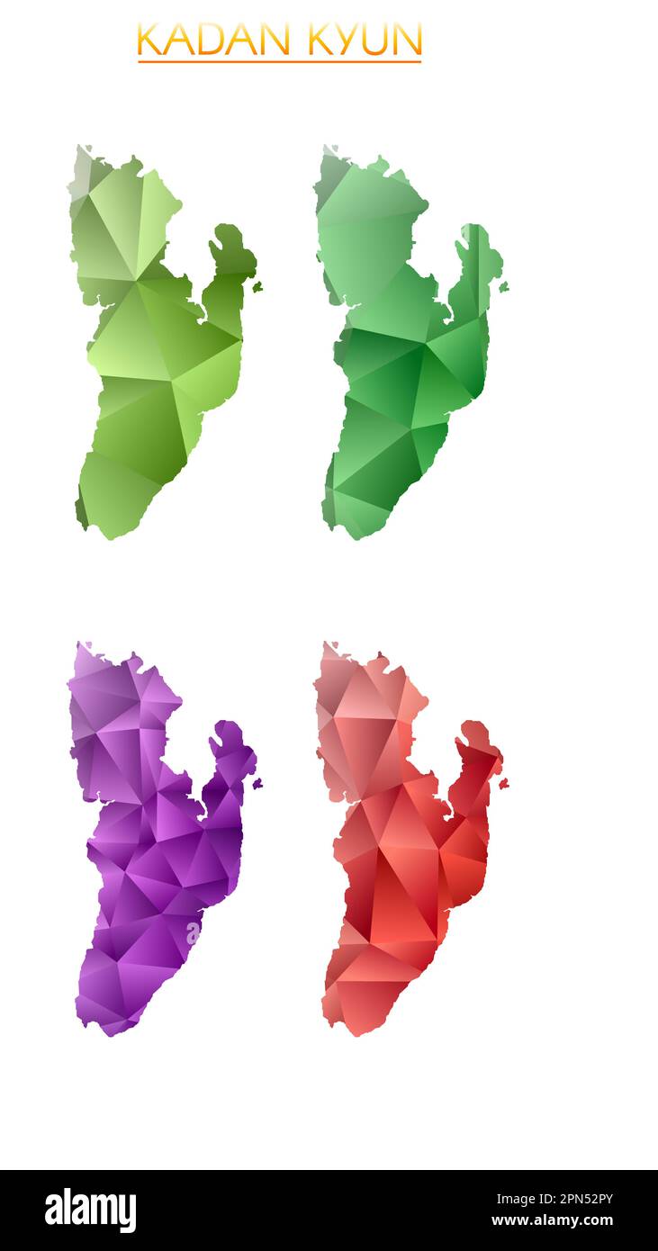 Set of vector polygonal maps of Kadan Kyun. Bright gradient map of ...