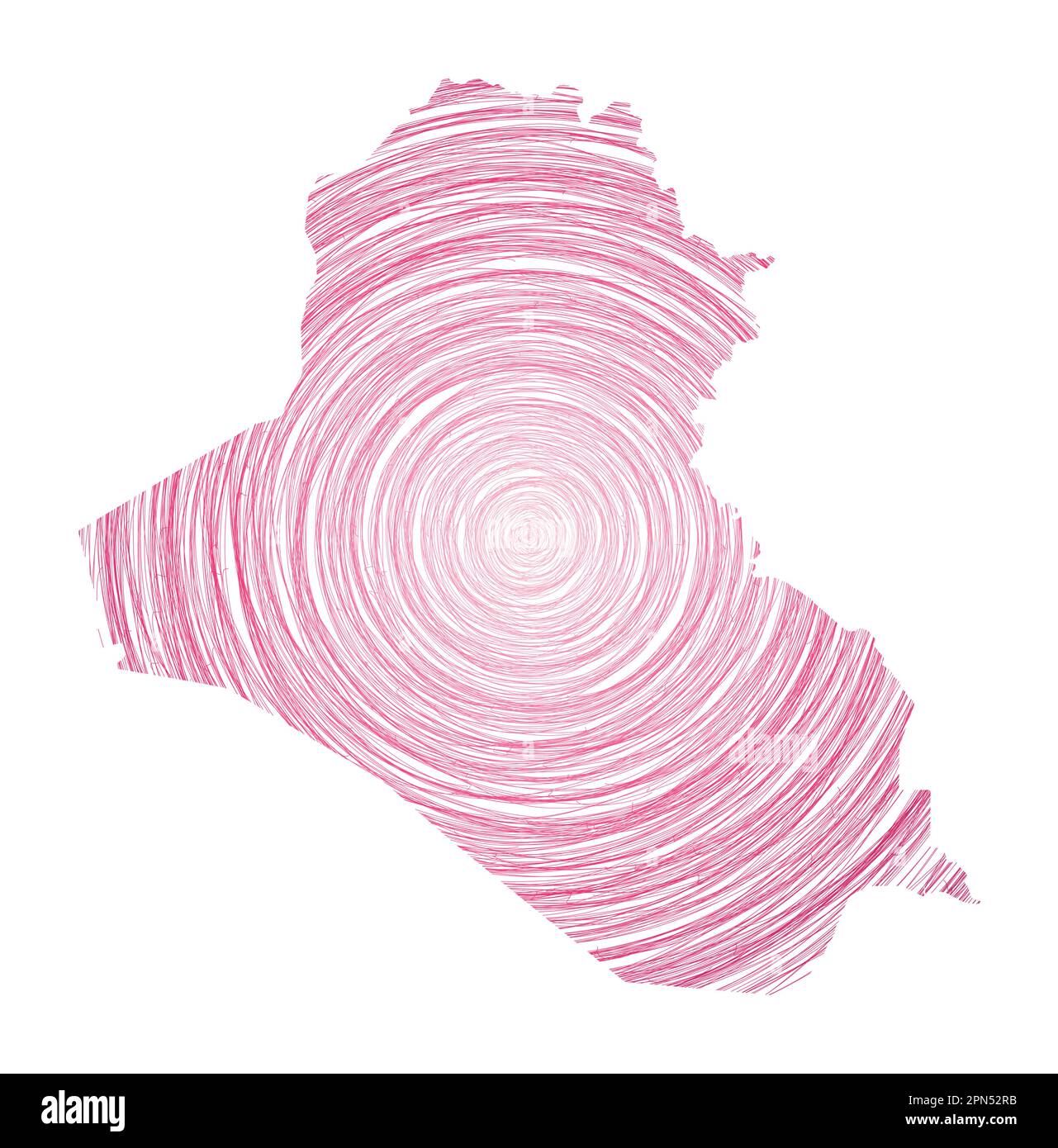 Republic of Iraq map filled with concentric circles. Sketch style ...