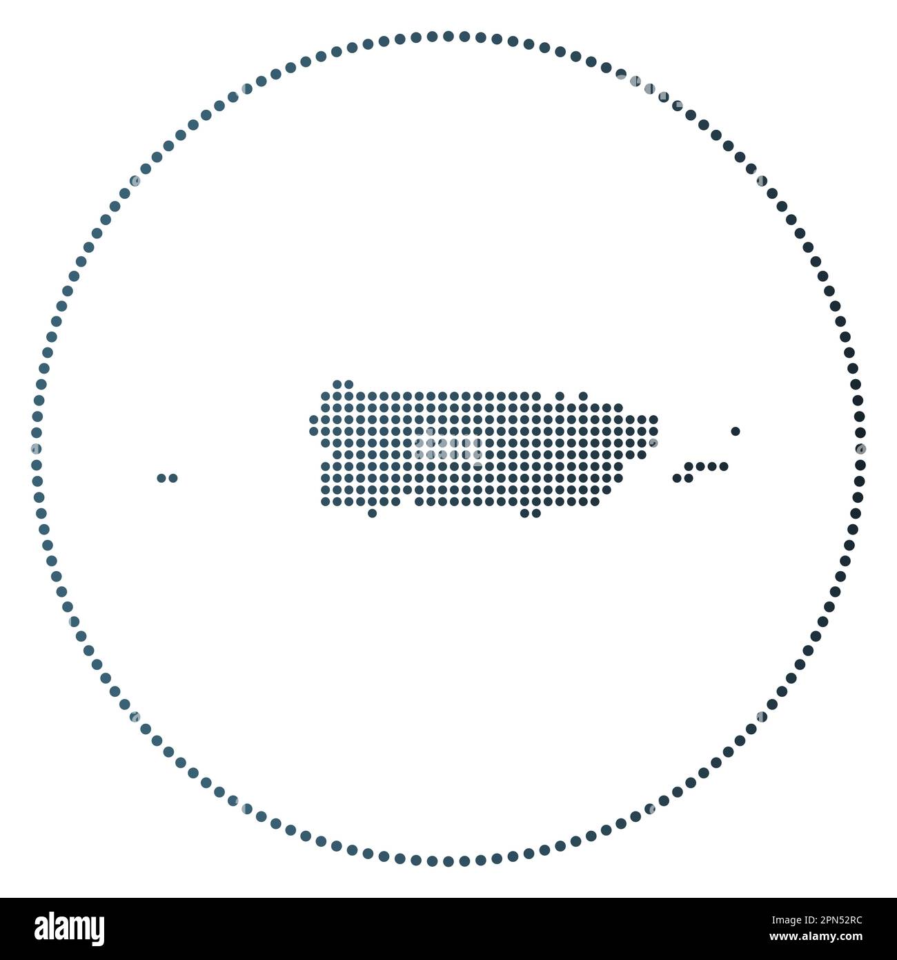 Puerto Rico digital badge. Dotted style map of Puerto Rico in circle. Tech icon of the country ...