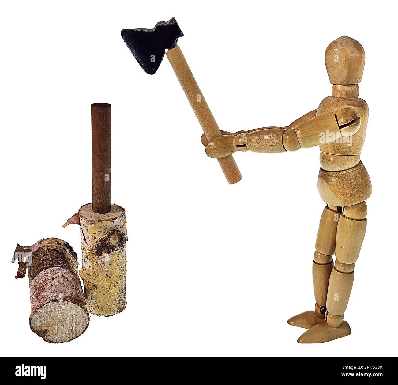 Chopping Wooden logs and kindling for firewood Stock Photo - Alamy