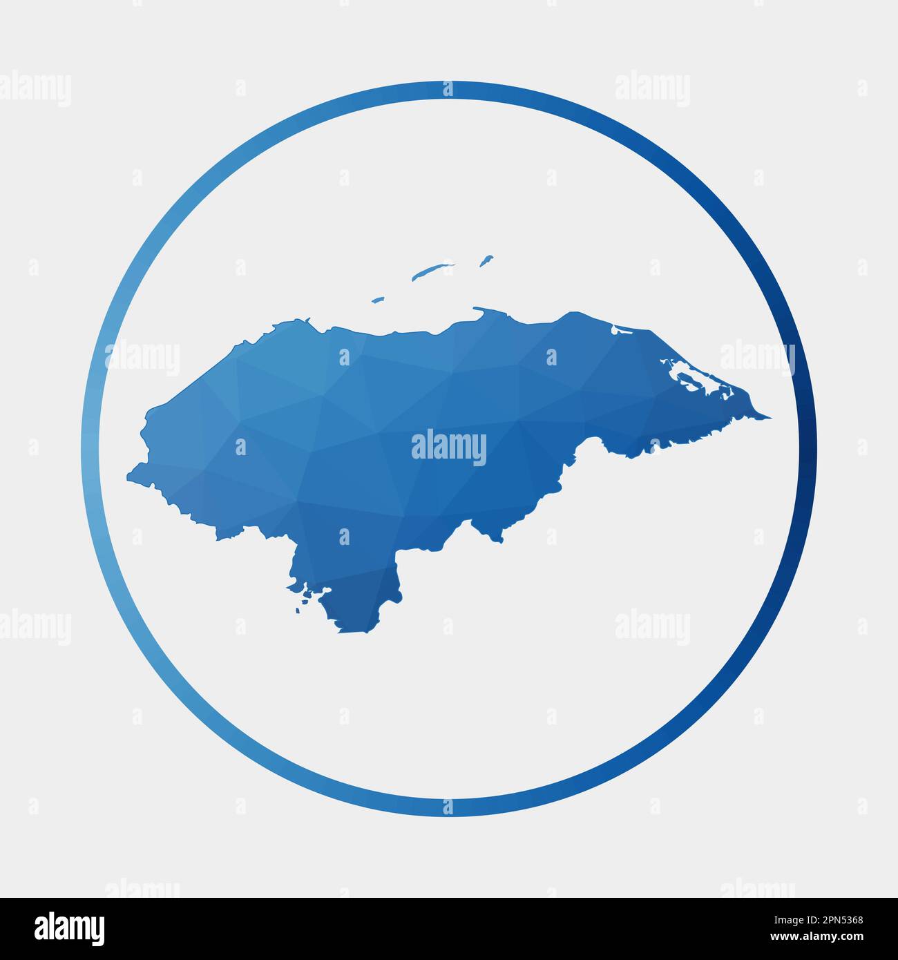 Honduras icon. Polygonal map of the country in gradient ring. Round low ...