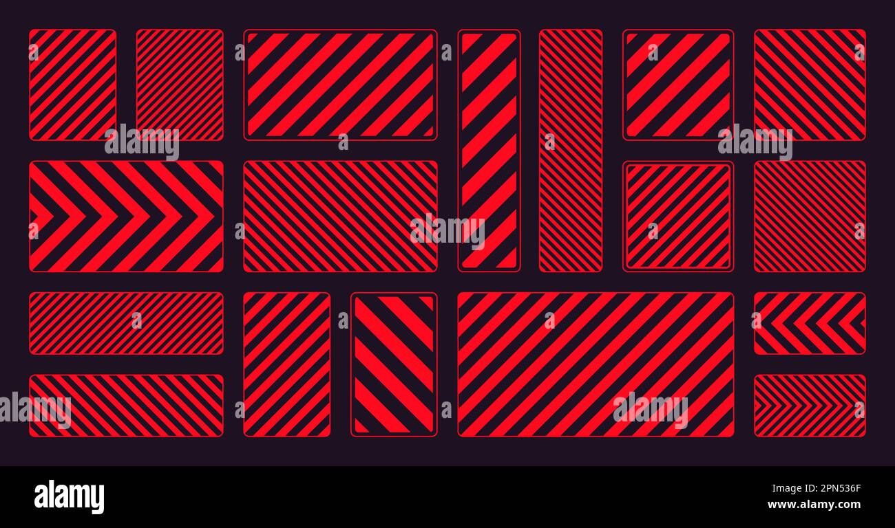 Various red warning signs with diagonal lines. Attention, danger or ...