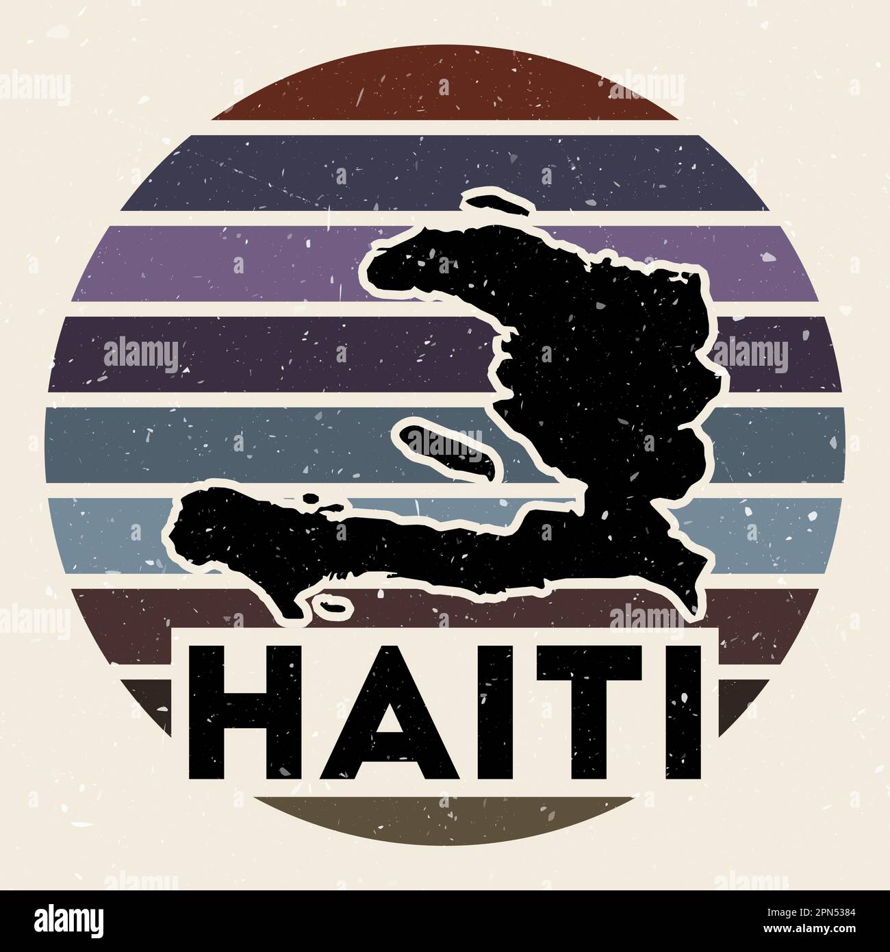 Haiti logo. Sign with the map of the country and colored stripes ...