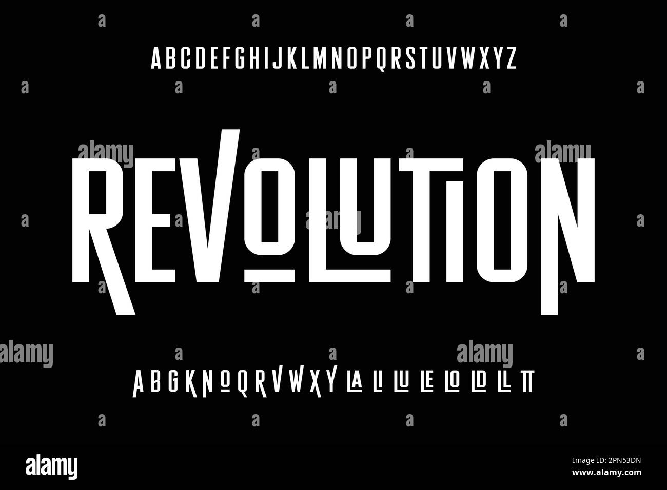 Condensed alphabet display font vector with alternate and ligature ...