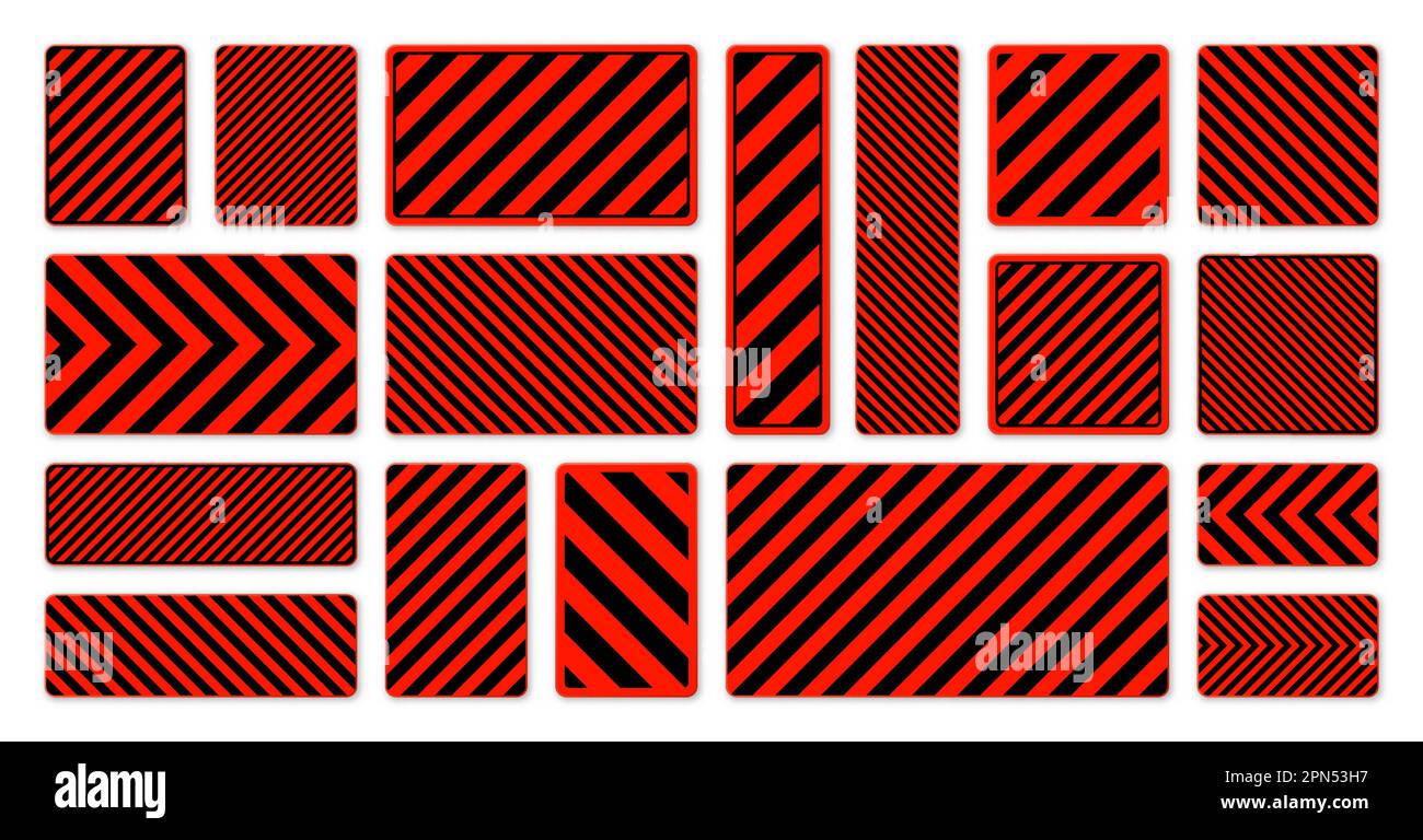Various black and red warning signs with diagonal lines. Attention ...
