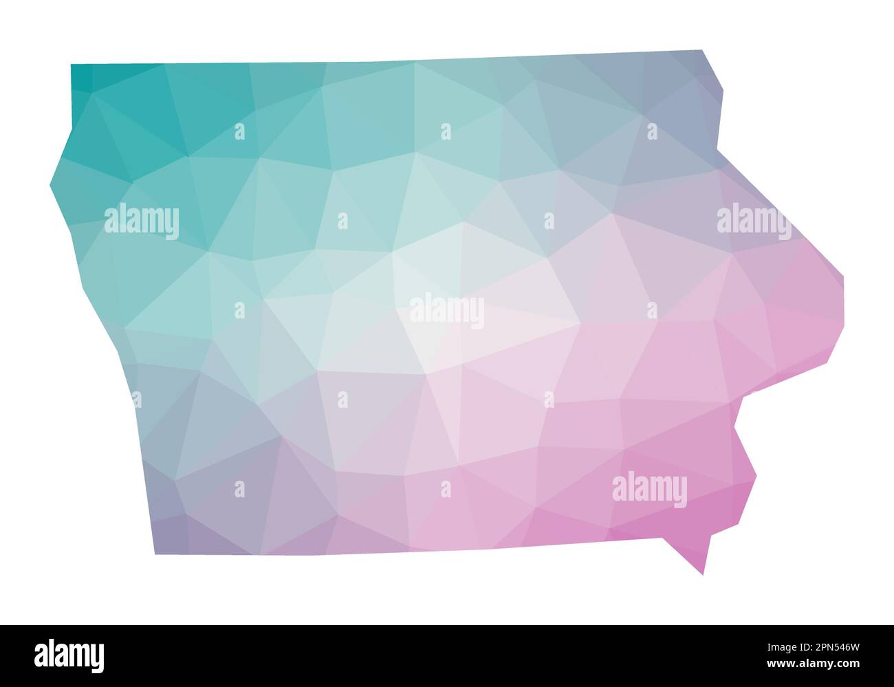 Polygonal map of Iowa. Geometric illustration of the US state in ...