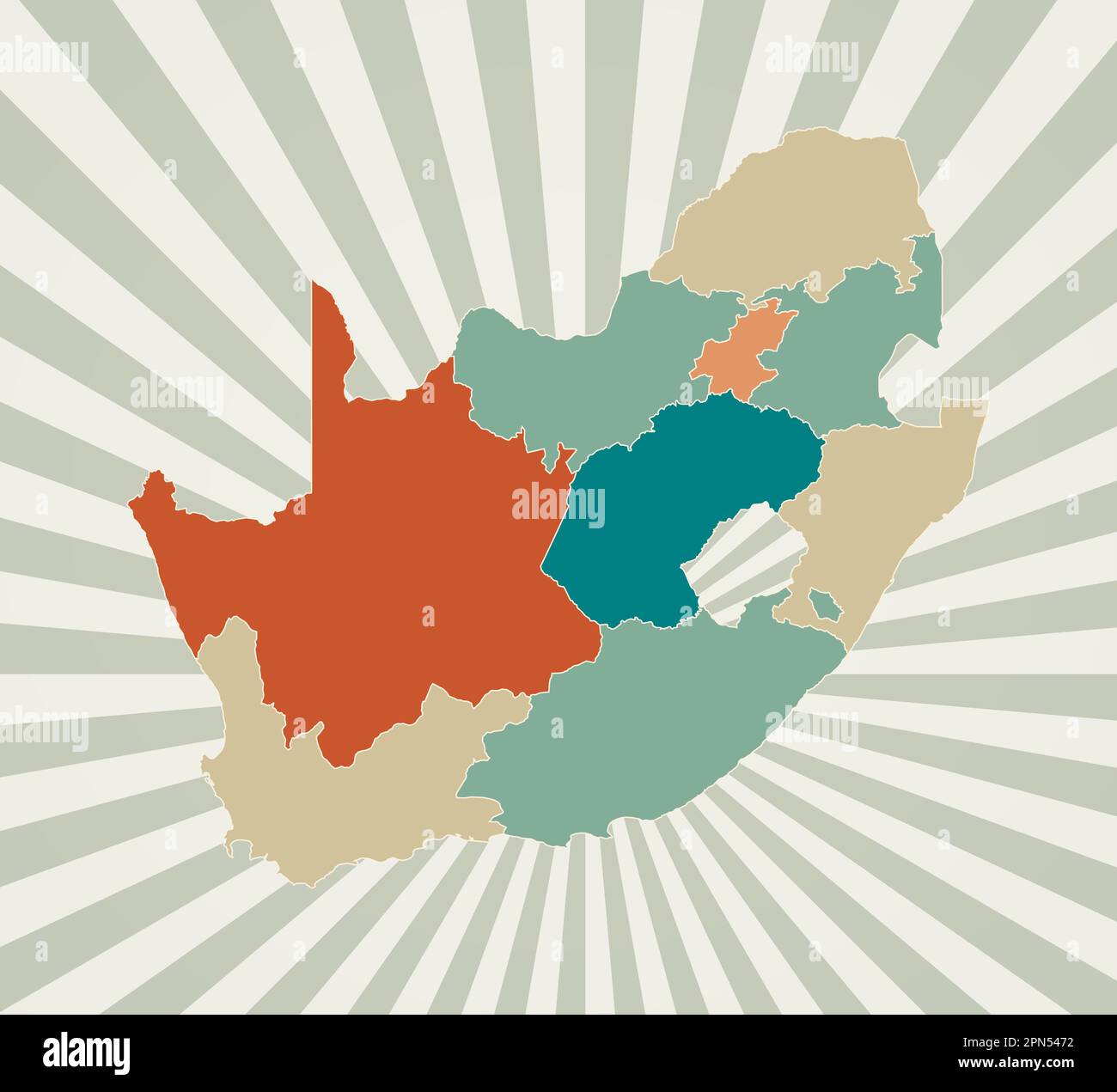 South Africa map. Poster with map of the country in retro color palette ...