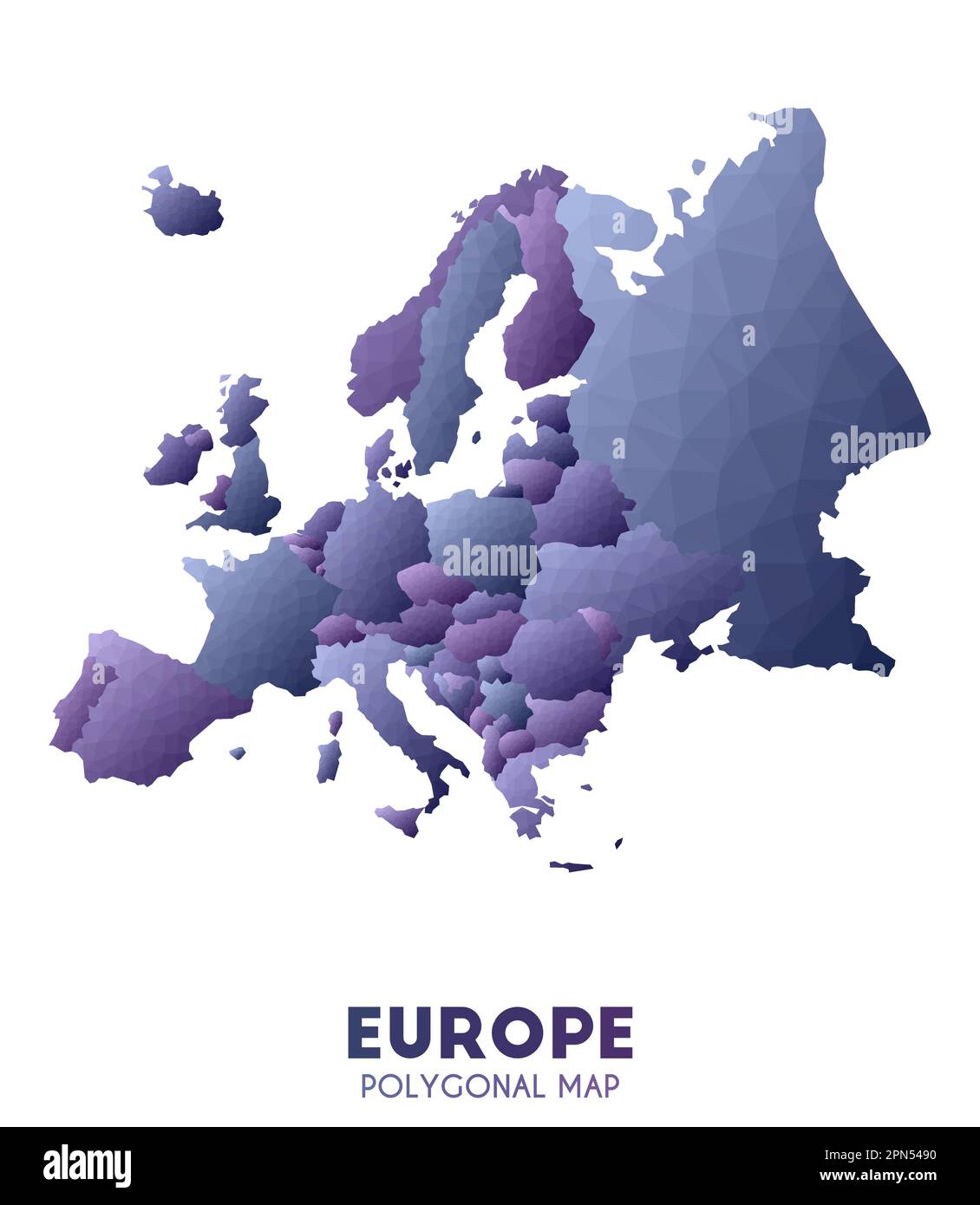 Europe Map. Actual low poly style continent map. Memorable vector ...