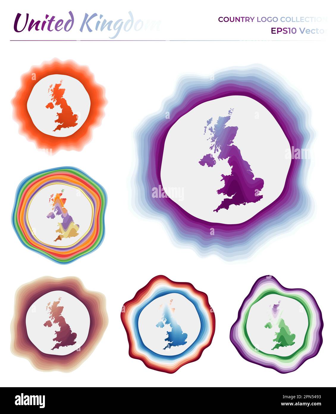 United Kingdom logo collection. Colorful badge of the country. Layers ...