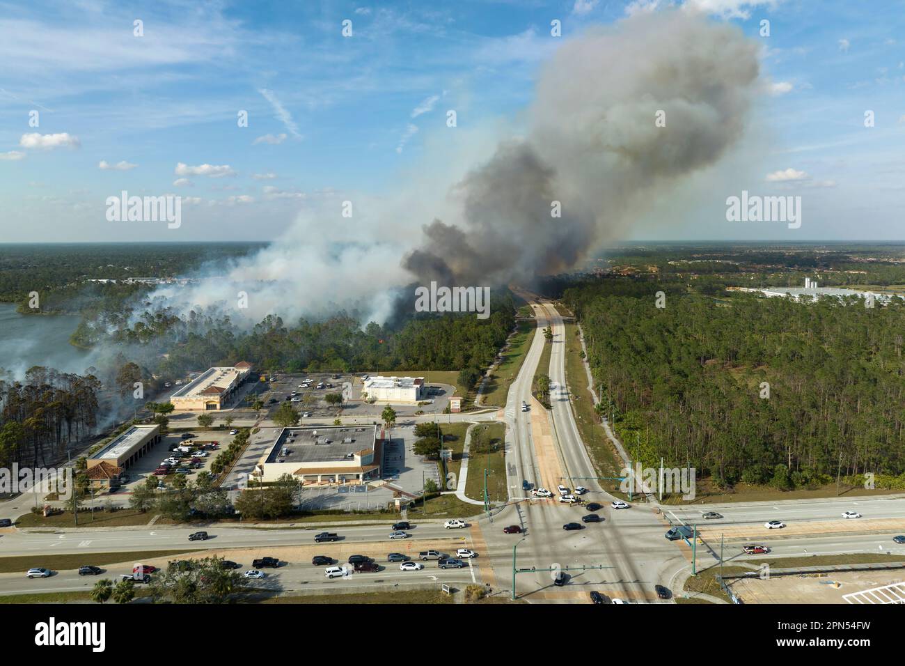 Wildfire burning severely during dry winter season in North Port city ...