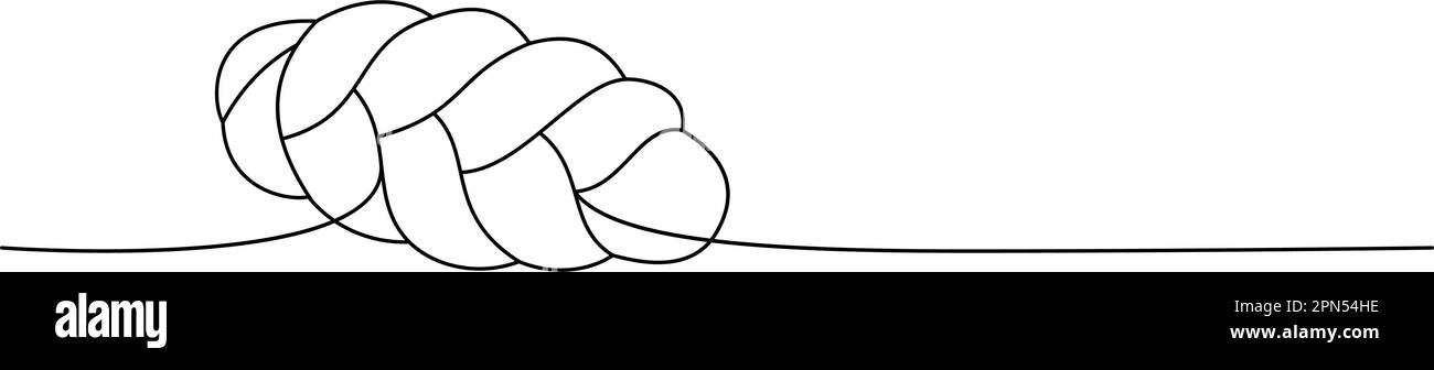 Braided bread, challah one line continuous drawing. Bakery pastry ...