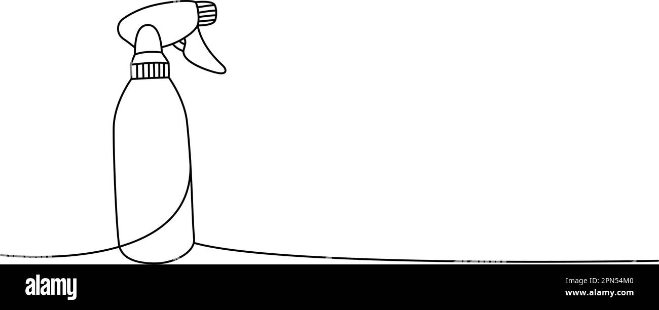 Spray bottle, sprayer one line continuous drawing. Barber shop and ...