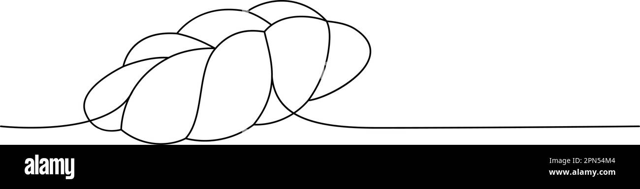 Challah, braided bread one line continuous drawing. Bakery pastry ...