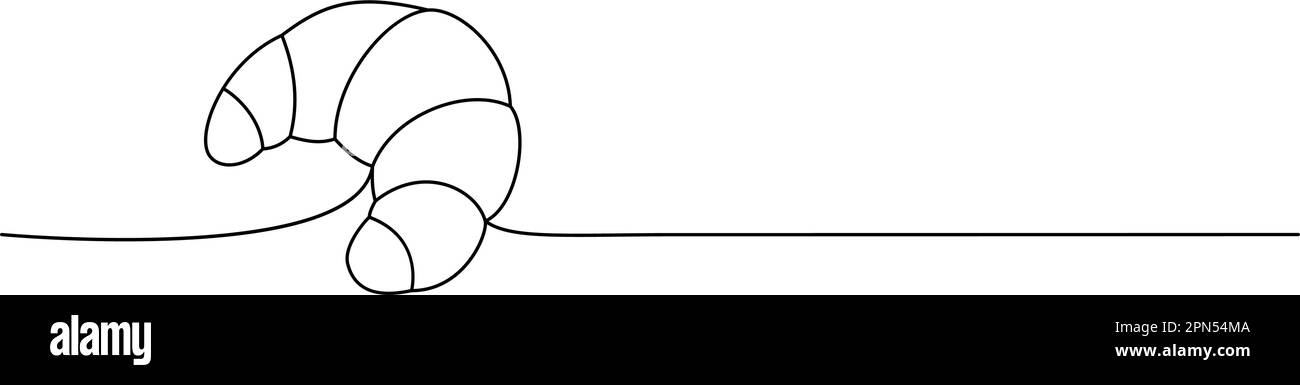 Croissant one line continuous drawing. Bakery pastry products ...