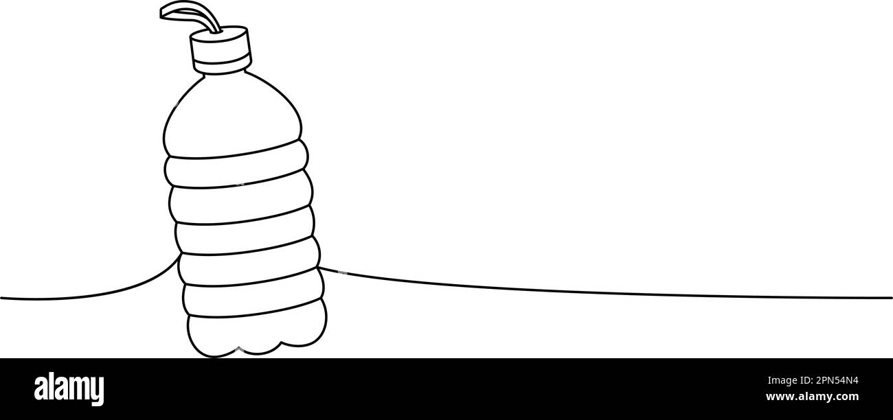 Fitness plastic bottle one line continuous drawing. Empty glass or ...