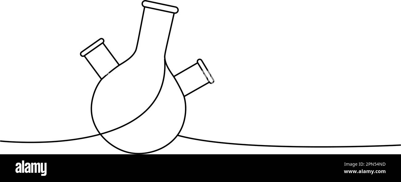 Three neck round bottom flask one line continuous drawing. Laboratory ...