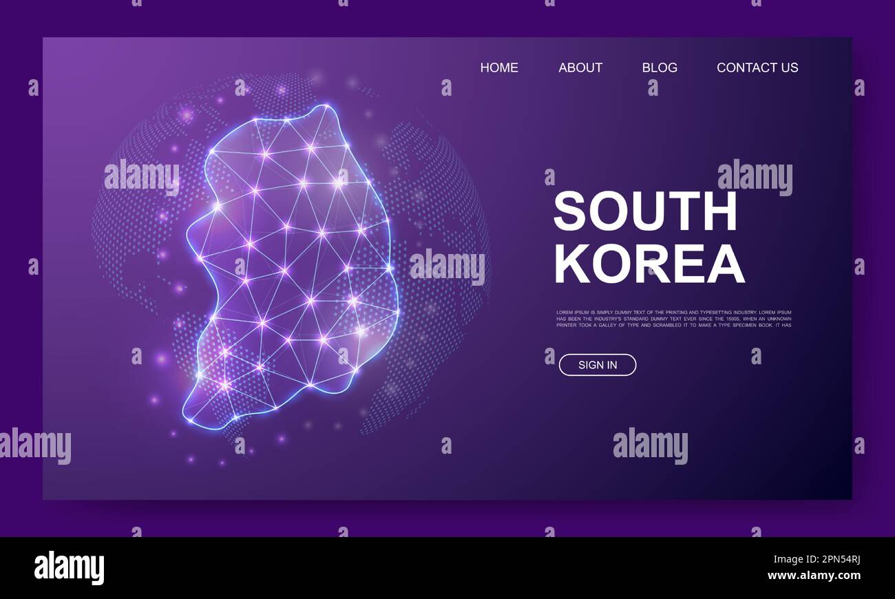 South Korea 3d low poly website template. Republic of Korea design ...