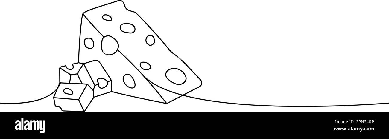 Cheese pieces one line continuous drawing. Cheese products continuous ...