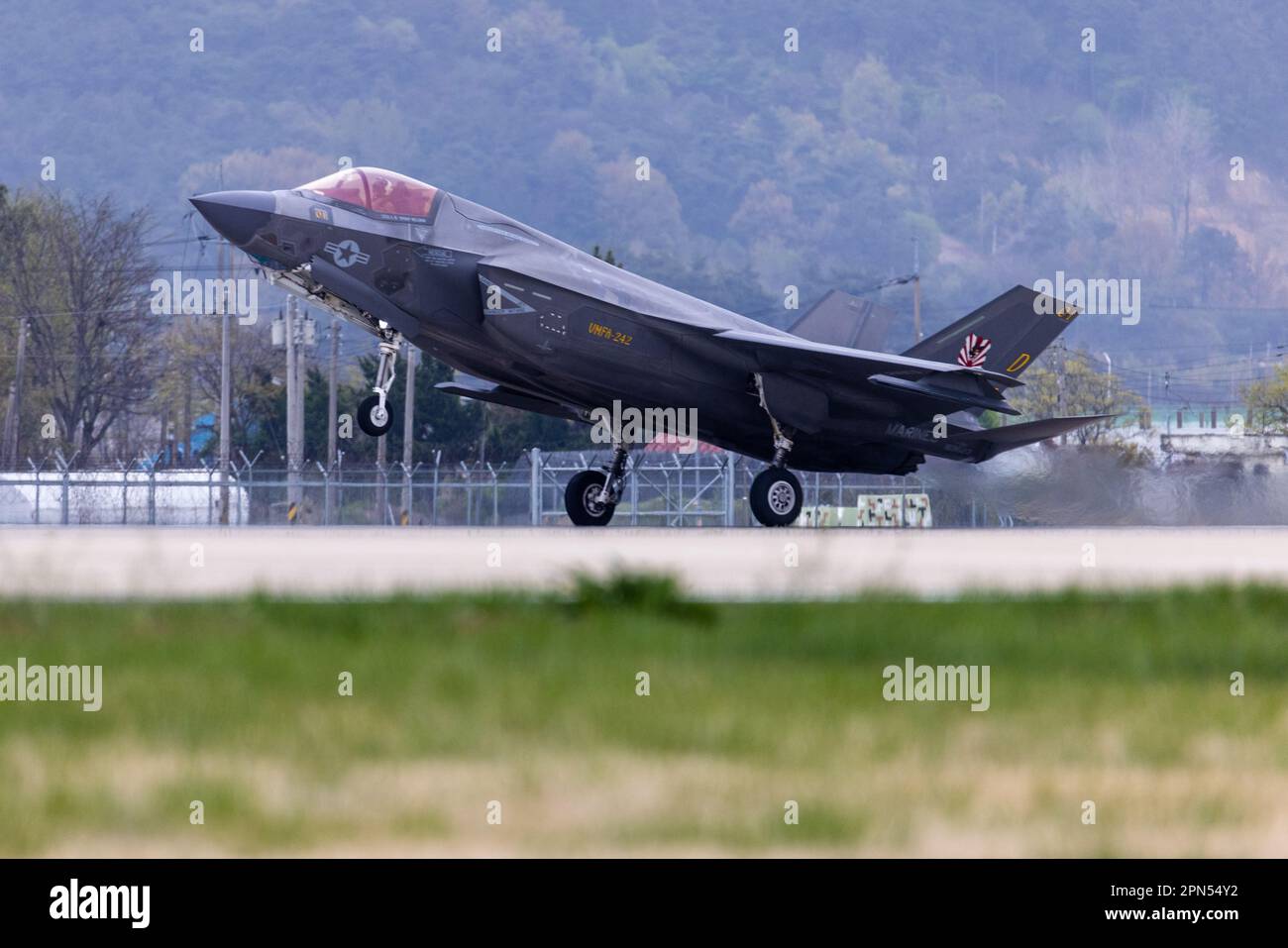 A U.S. Marine Corps F-35B Lightning II aircraft with Marine Fighter ...