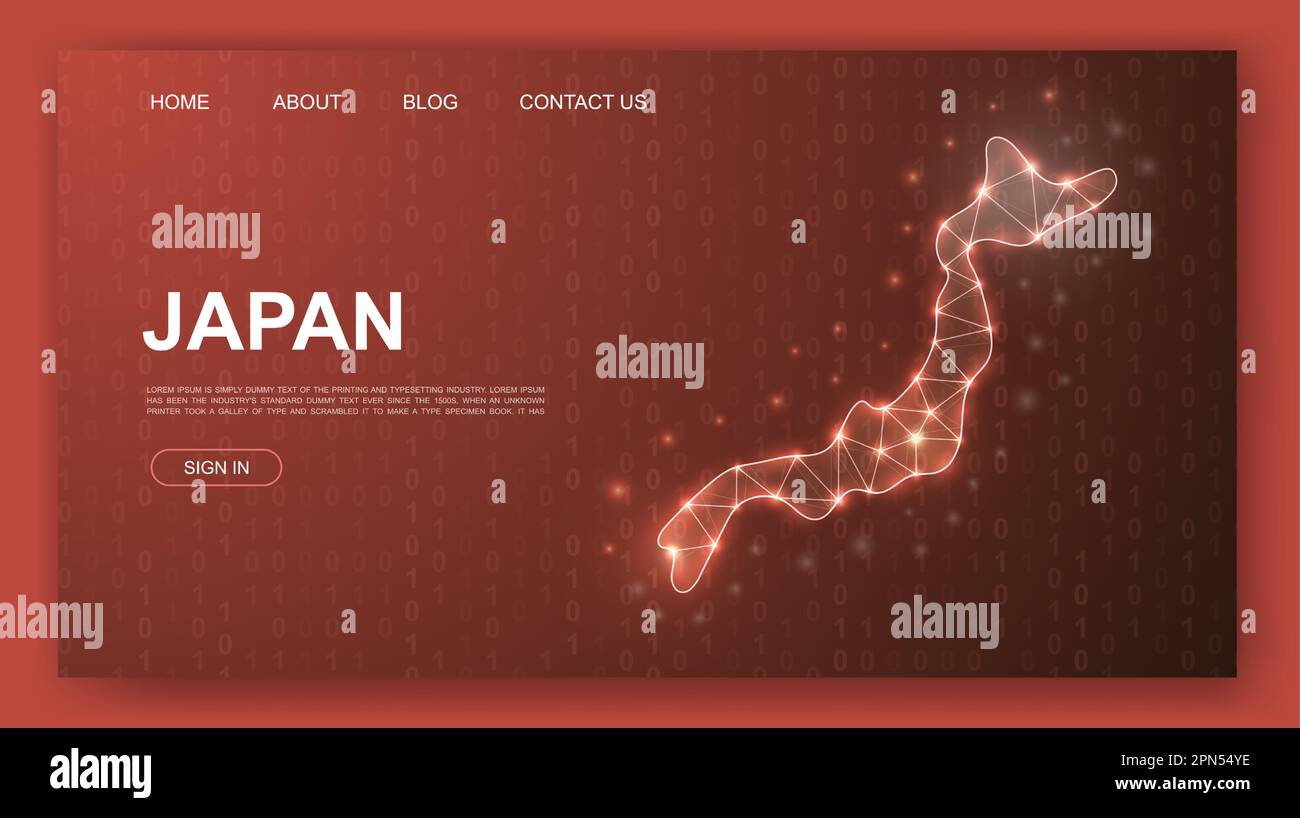Japan 3d polygonal website template. Japan map design illustration ...