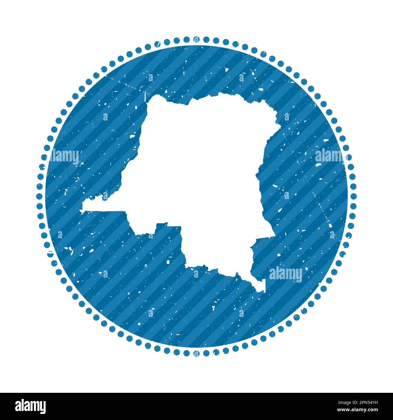 DR Congo striped retro travel sticker. Badge with map of country ...