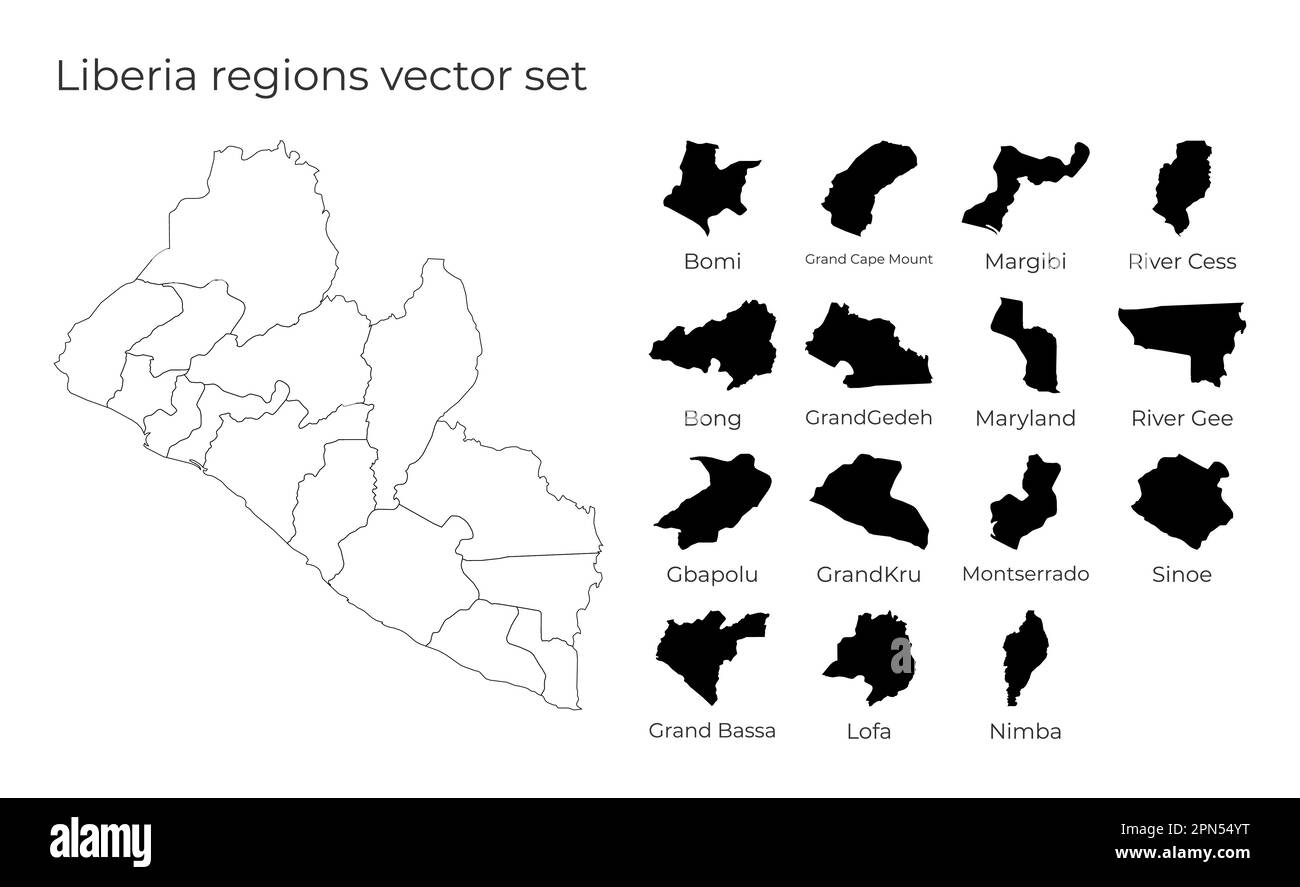 Liberia map with shapes of regions. Blank vector map of the country ...