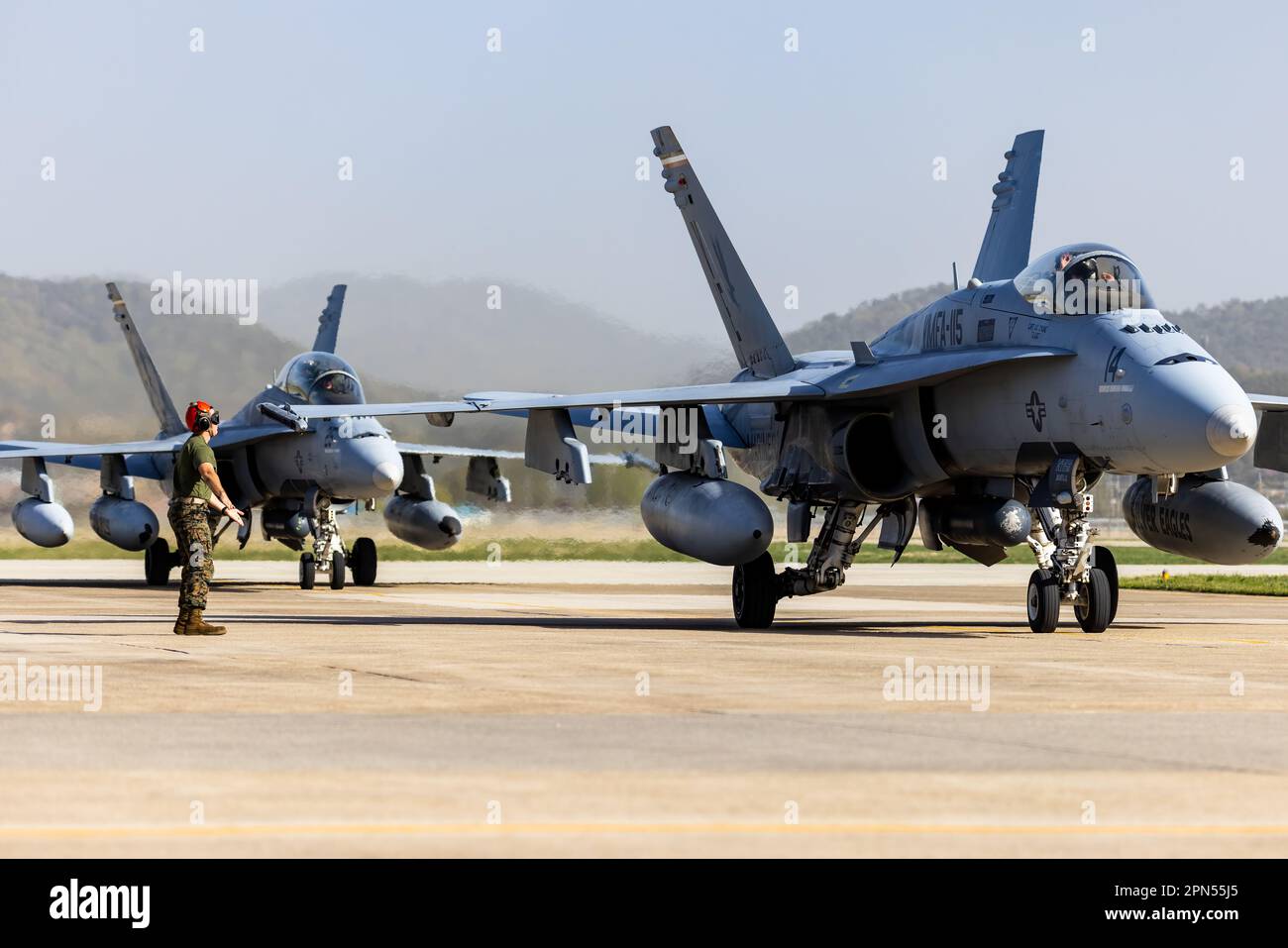 U.S. Marine Corps F/18D Hornet aircraft with Marine Fighter Attack ...